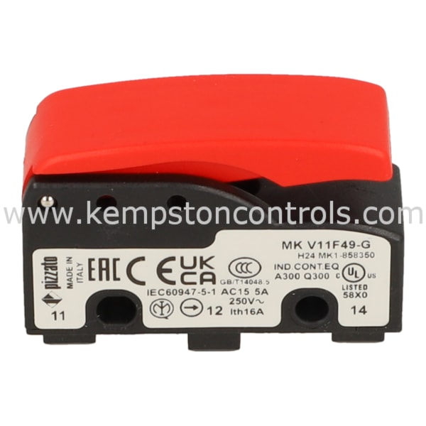 Pizzato MK V11F49-G MICROSWITCH WITH RED PUSH BUTTON, SCREWS WITH SELF ...