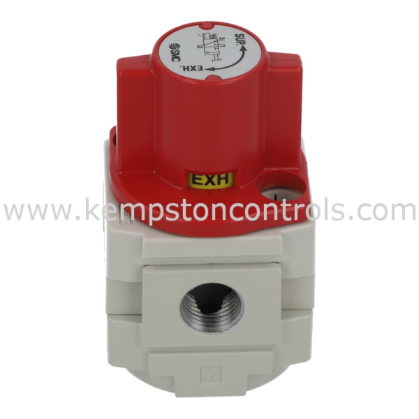 SMC VHS20-F02-S-D SMC PRESSURE RELIEF 3 PORT VALVE, G1/4", 20 BODY SIZE, RED, LEFT TO RIGHT FLOW ...