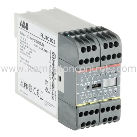 ABB 2TLA020070R4800 PLUTO B22 PROGRAMMABLE SAFETY CONTROLLER BUS, 24VDC, 14 FAILSAFE INPUTS, 8 ...