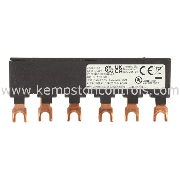 Siemens 3RV1915-1AB SIEMENS 3-PHASE BUSBARS MODULAR SPACING 45 MM FOR 2 SWITCHES FORK SHAPE ...