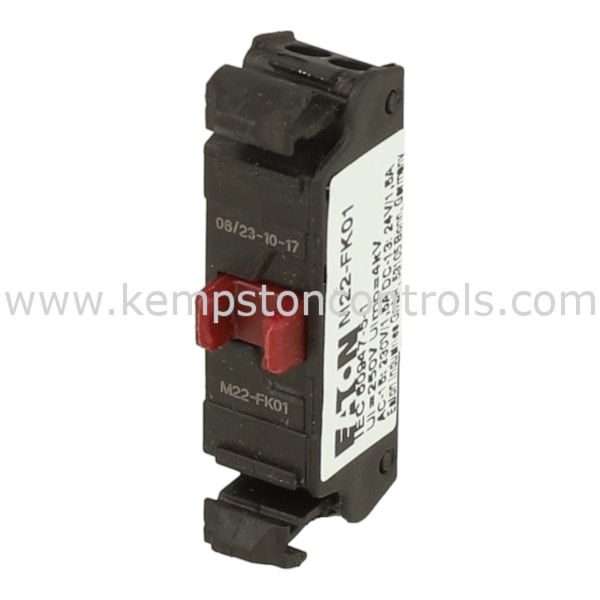 Eaton M22-FK01 EATON CONTACT ELEMENT NORMALLY CLOSED, FLAT, FRONT FIXING, 1 NC, 24 V 1.5 A, 230 ...