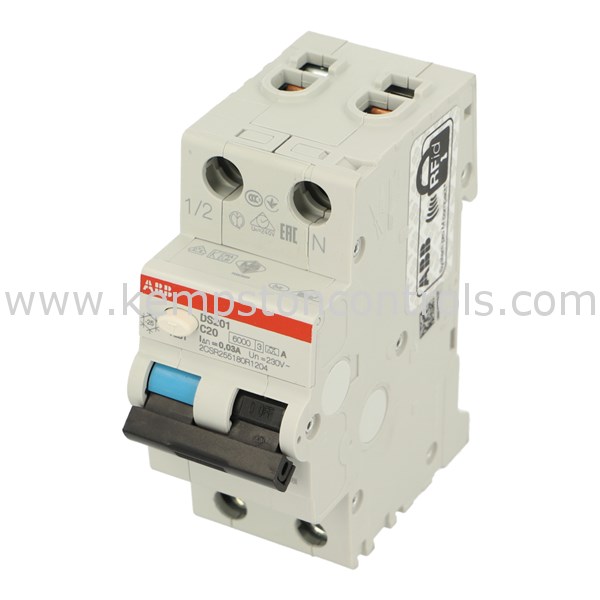 ABB 2CSR255180R1204 ABB RCBO, 20A, 230V, 6KA, 2 POLES, A TYPE | Kempston Controls