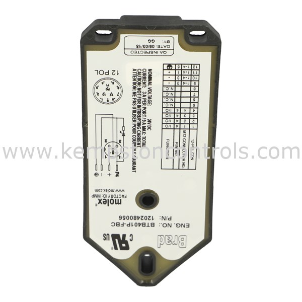 Molex BTB401P-FBC MOLEX M12 PASSIVE JUNCTION BOX, 4 PORTS, LED FOR PNP ...