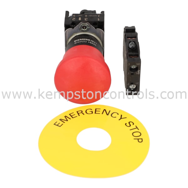Siemens 3SU1100-1HA20-1FG0 SIEMENS EMERGENCY STOP MUSHROOM PUSHBUTTON ...