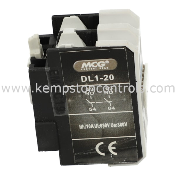 MCG DL1-20 MCG AUXILLIARY 2 NO CONTACT BLOCK, 10A, 50/60 HZ | Kempston Controls