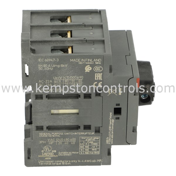 ABB OT80F3 ABB 1SCA105798R1001 80A LOAD BREAK SWITCH 3P | Kempston Controls