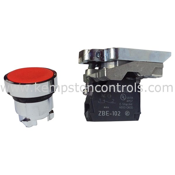 Schneider XB4BA42 SCHNEIDER PUSHBUTTON FLUSH RED 1NC | Kempston Controls