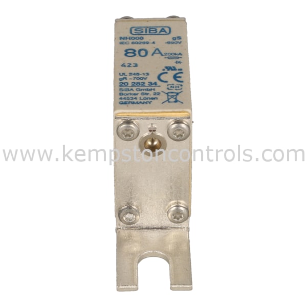 Siba 20-282-34/80A SIBA FUSE LINK, BOLTED TAG,HRC,80A,200KA,NH000,GRL(GS),IEC60269-4,UL 248-13 ...