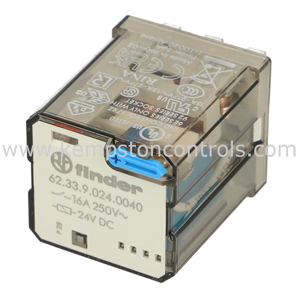 Finder 62.33.9.024.0040 FINDER 16A 2P C/O 24VDC RELAY | Kempston Controls