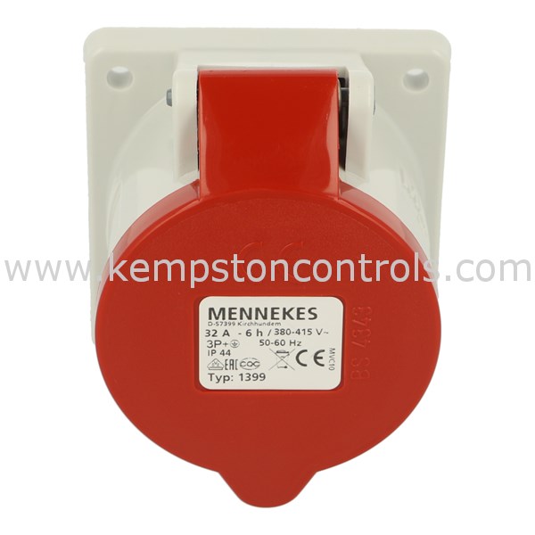 Mennekes 1399 MENNEKES RED STRAIGHT PANEL SOCKET IP44 32A 4P 400V 6H ...