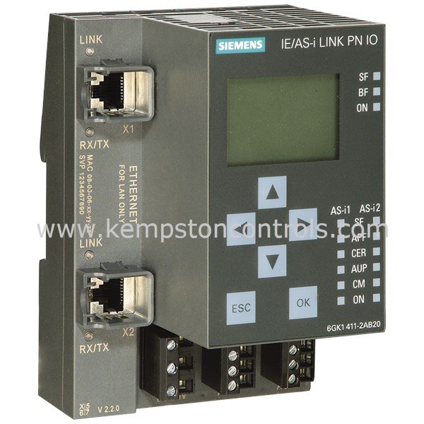 Siemens 6GK1411-2AB20 SIEMENS IE/ASI LINK MODULE FOR PN DOUBLE MASTER ...