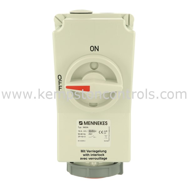 Mennekes 5603A MENNEKES RED DUO INTERLOCKED SOCKET IP67 16A 5P 400V 6H ...