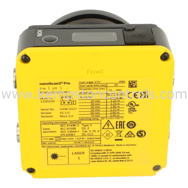 Sick NANS3-CAAZ30AN1 SICK SAFETY LASER SCANNER, 3M FIELD RANGE, 275 ...