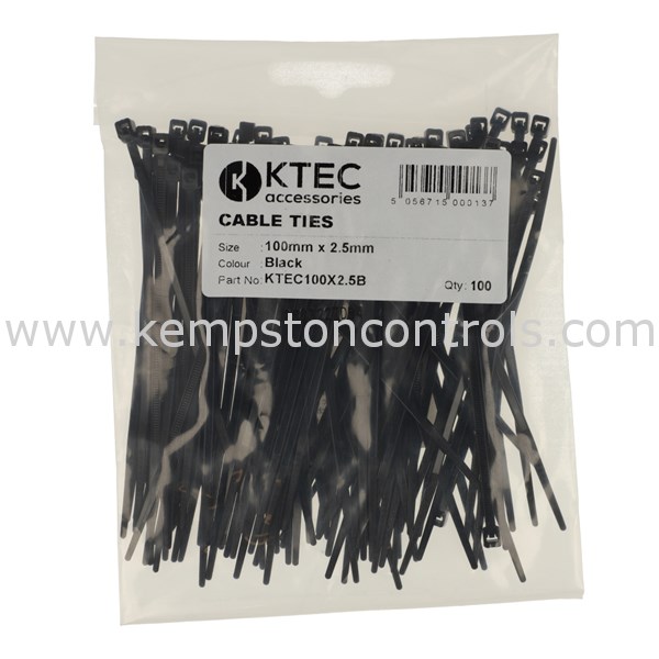 KTEC Accessories KTEC100X2.5B KTEC CABLE TIES 100MM X 2.5MM BLACK ...