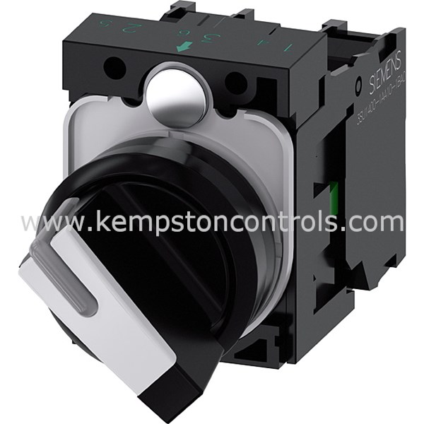Siemens 3SU1100-2BL60-1NA0 SIEMENS SELECTOR SWITCH 22MM ROUND 3POS STAY PUT WITH 2 X 1NO CONTACT ...