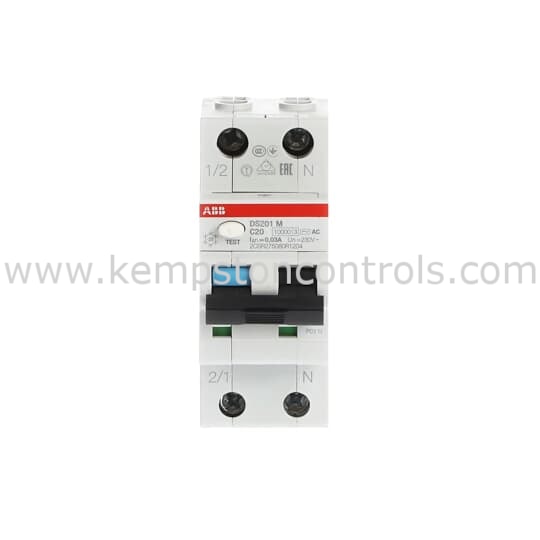 ABB 2CSR275080R1204 ABB DS201 M C20 AC30 RCBO, 1P+N, 30MA, 50-60HZ ...