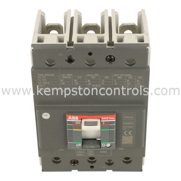 ABB 1SDA068056R1 ABB MCCB TMAX XT3N 250 IN=125A ICU=36KA@415VAC FIXED 3P FRONT TERMINALS ...
