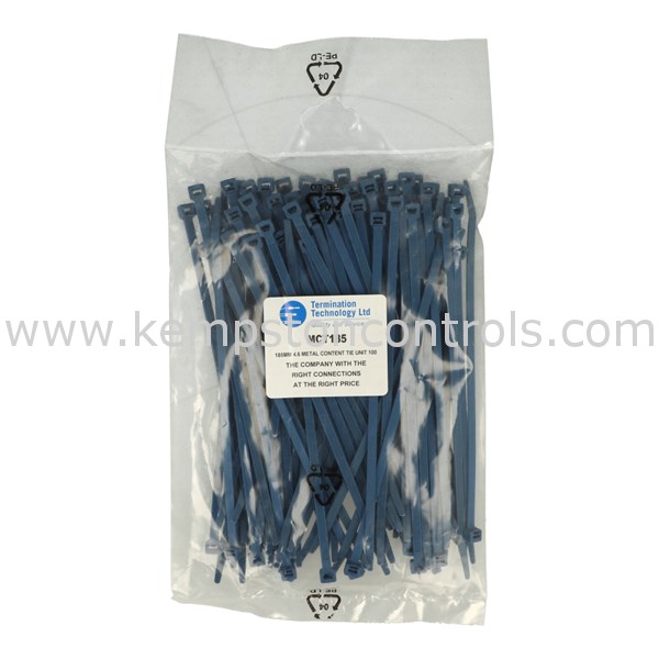 Termination Technology MCT185 TT METAL DETECTABLE CABLE TIES 185MM X 4.6MM BLUE (PACK OF 100 ...