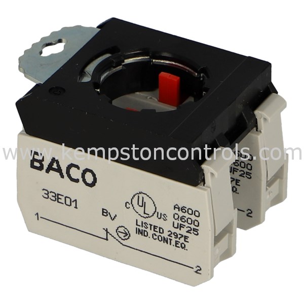 Baco 333E02 BACO CONTROLS CONTACT BLOCK 2 NC + CLIP | Kempston Controls