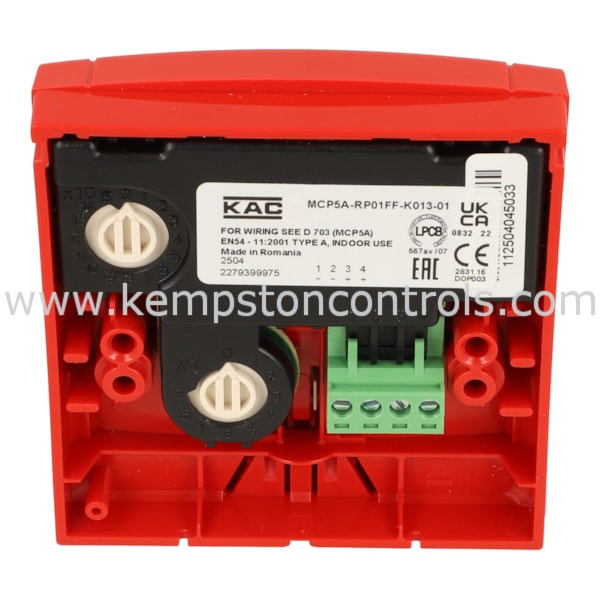 Other M5A-RP01FF-K013-01 KAC RED MANUAL CALL POINT, FLUSH MOUNTING ...