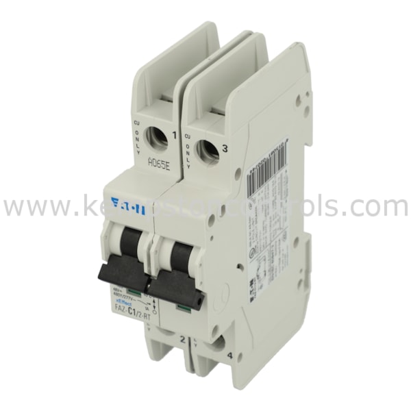 Eaton Moeller FAZ-C1/2-RT EATON MOELLER MINIATURE CIRCUIT BREAKER, 1A, 2P, CHARACTERISTIC C ...