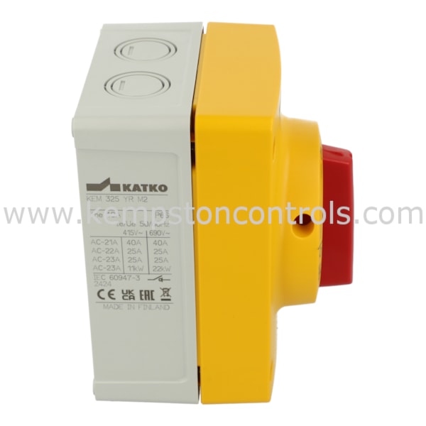 KATKO KEM 325 YR M2 KATKO ENCLOSED SWITCH 3 POLE, AC22 25A, YELLOW/RED ...