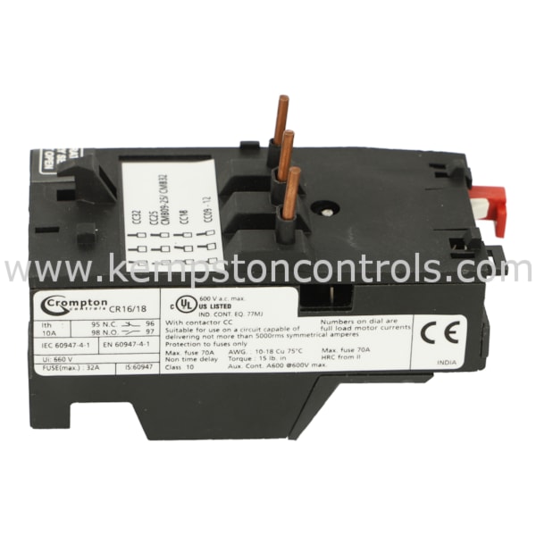 Crompton Controls CR16/18 CROMPTON CONTROLS SERIES 3000 OVERLOAD RELAY ...