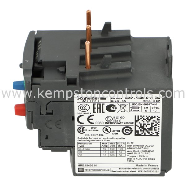 Schneider LRD08 SCHNEIDER TESYS LRD THERMAL OVERLOAD RELAY - 2.5...4 A ...