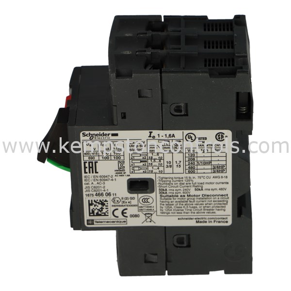 Schneider GV2ME06 SCHNEIDER MOTOR STARTER 1.0-1.6A | Kempston Controls