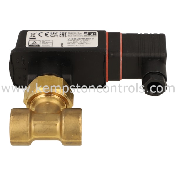 Sika VHS08M0FRANC111 SIKA FLOW SWITCH, BRASS, 1/4" BSP FEMALE, DN 8, PN 150, PLUG CONNECTOR ...