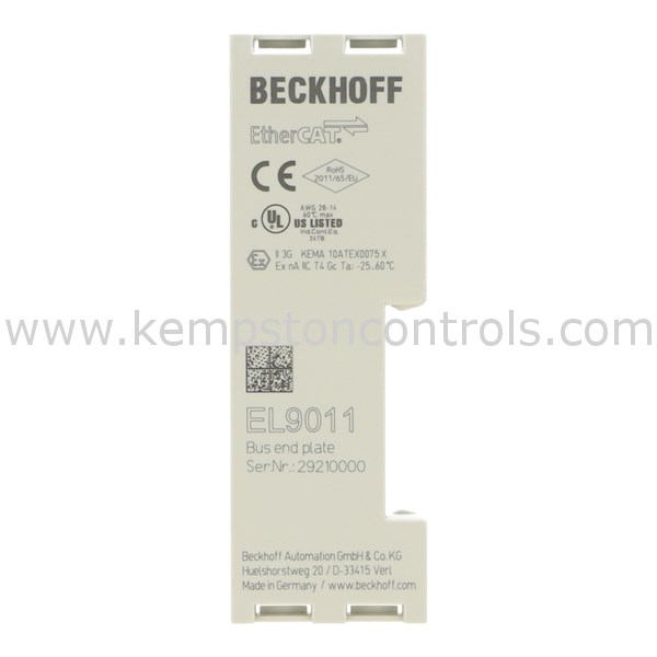 Beckhoff EL9011 BUS END COVER FOR E BUS CONTACTS | Kempston Controls