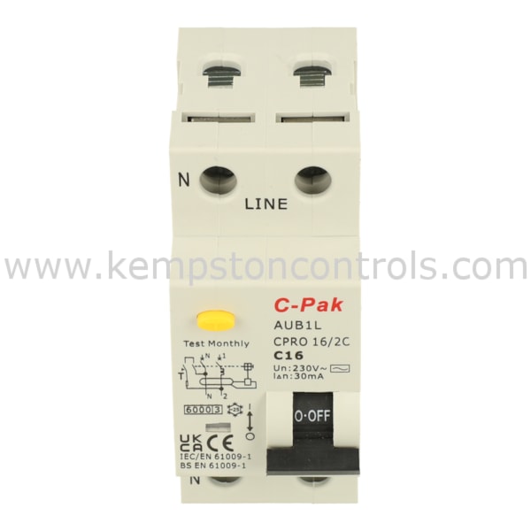 Other CPRO16/2C C-PAK CPRO RCBO 16A, 2P, C-CURVE | Kempston Controls