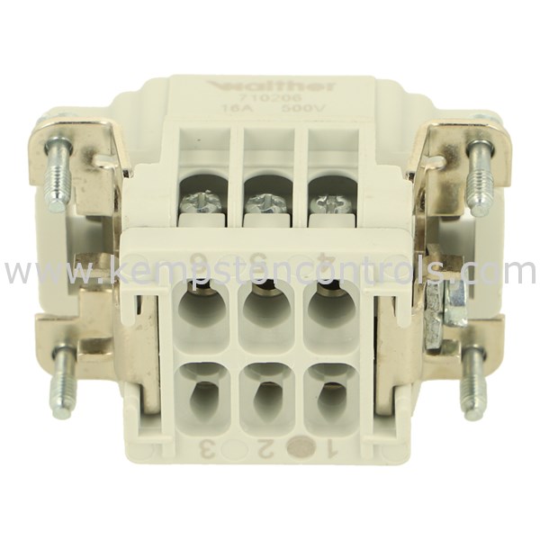 Walther 710206 WALTHER MALE INSERT, RECTANGULAR, 6 POLES, 16A, 500V ...