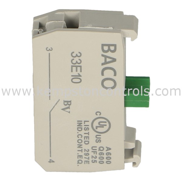 Baco 33E10 BACO 33E10, CONTACT BLOCK, N/O, SCREW TERMINALS, MAX 600V ...