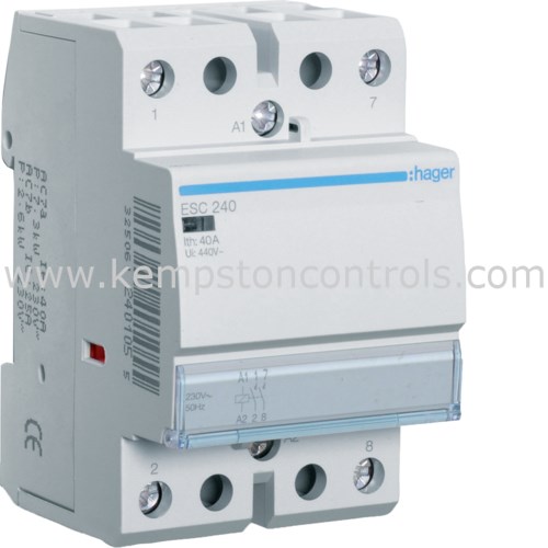 Hager ESC240 HAGER CONTACTOR, 40A, 2NO, 230V, 50HZ | Kempston Controls