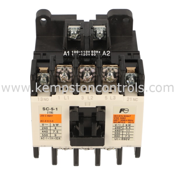 Fuji SC51-1A1B/100 FUJI SC-5-1 AC100V 1A1B CONTACTOR 1N/O+1 N/C AUX (11KW AC3 380/440V ...
