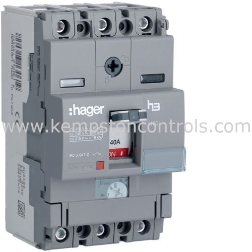 Hager HDA080U HAGER MCCB H3 X160 TM ADJ 3P3D 80A 18KA | Kempston Controls