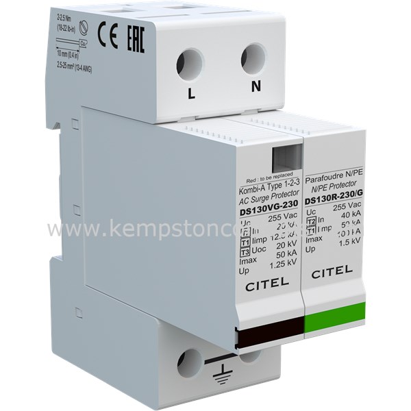 Citel DS132VGS-230/G 1 PHASE SPD 230/400V TYPE 1 IIMP 12.5KA CM/DM +VG ...