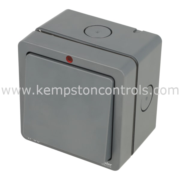 Schneider LWP1612 SCHNEIDER SWITCH, 1 GANG, 2 WAY, 10AX, GREY, IP66 ...