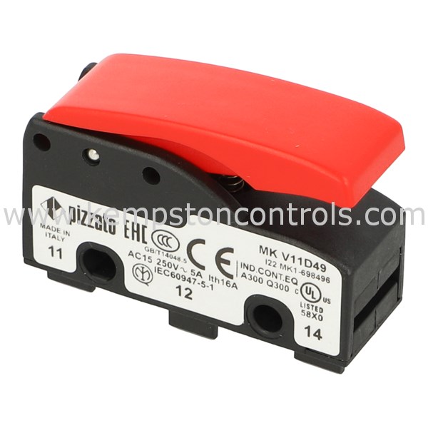 Pizzato MK V11D49 PIZZATO MICROSWITCH WITH RED PUSH BUTTON, 1NO 1NC ...