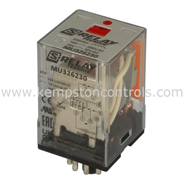 Schrack MU326230 SCHRACK PLUG-IN RELAY, 11 PIN, 3 CO, 230VAC, 10A ...