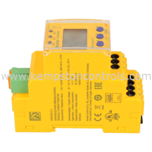 BENDER RCMA420-D-1 BENDER RESIDUAL CURRENT MONITOR, 16-72VAC/9.6-94VDC ...