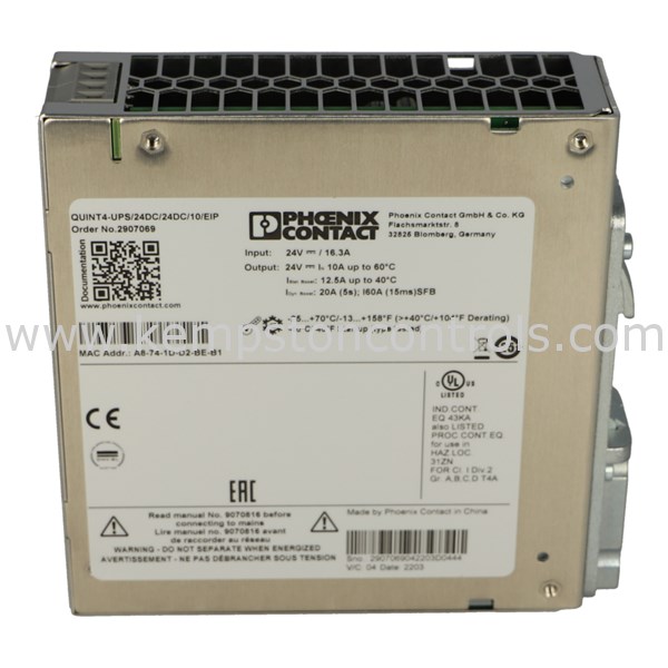 Phoenix 2907069 PHOENIX QUINT UNINTERRUPTIBLE POWER SUPPLY WITH IQ ...