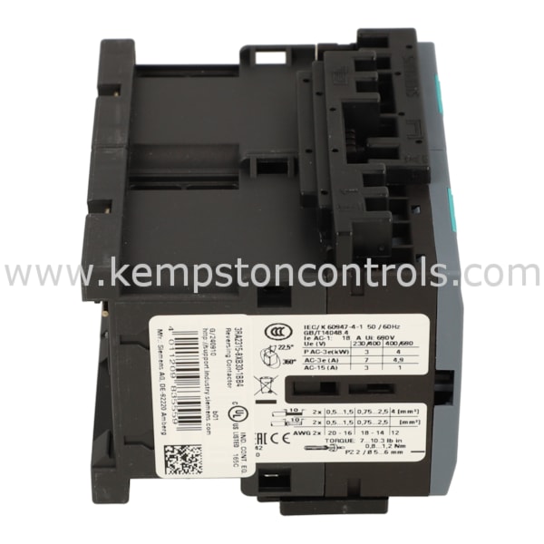 Siemens 3RA2315-8XB30-1BB4 SIEMENS REV. COMB. AC3, 3KW/400V DC24V 3 ...