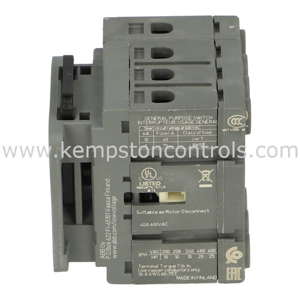 ABB OT40FT4N2 ABB 1SCA104956R1001 40A DOOR MOUNTED ISOLATOR 4P ...