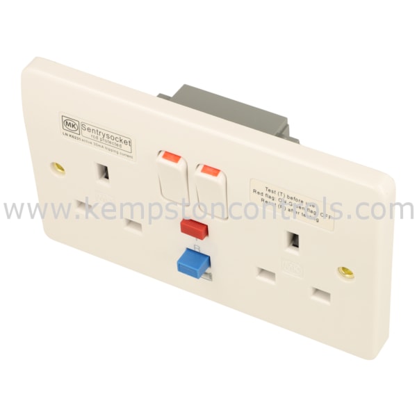 MK Electric K6231WHI MK ELECTRIC SOCKET 2 GANG SWITCHED SINGLE POLE RCD ...