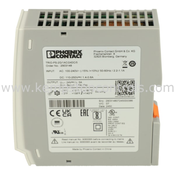 Phoenix 2903148 PHOENIX TRIO-PS-2G/1AC/24DC/5 PRIMARY-SWITCHED TRIO ...