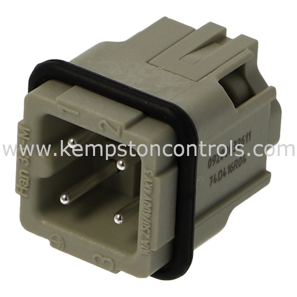 HARTING 09200032611 HARTING MALE INSERT, SCREW TERMINATION, 4PIN, 10A, 3 CONTACTS, 230V, COPPER ...