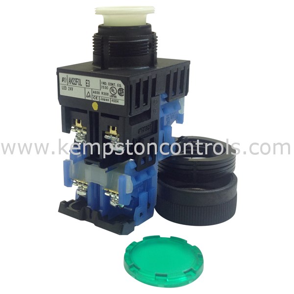 Fuji AM22F0L-20E3G ILLUMINATED PUSHBUTTON FLUSH ROUND HEAD 2NO 24VAC/DC ...