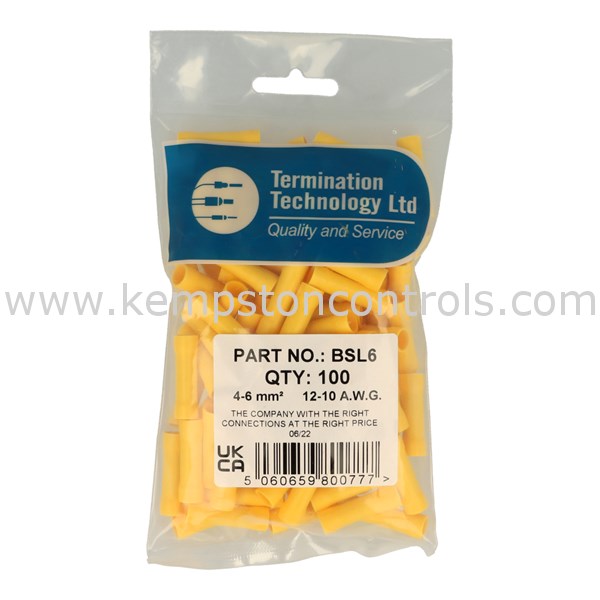 Termination Technology BSL6 TT PRE-INSULATED TERMINALS YELLOW BUTT ...